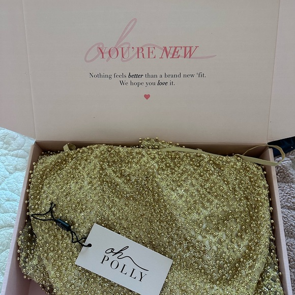 Oh Polly | Dresses | Oh Polly Brand New Elegant Gold Embellished ...